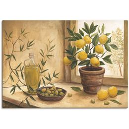 Wandbild Artland "Oliven und Zitronen" Bilder Gr. B/H: 100 cm x 70 cm, Leinwandbild Arrangements, 1 St., bunt (naturfarben) Kunstdrucke