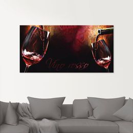 Glasbild Artland "Wein - Rotwein" Bilder Gr. B/H: 50 cm x 100 cm, Getränke, 1 St., rot Glasbilder