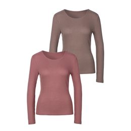 Langarmshirt Lascana Gr. 36/38, rosa (mauve, taupe) Damen Shirts Jersey