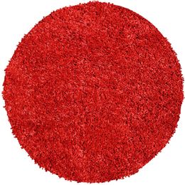 Hochflor-Teppich my home "Jara" Teppiche Gr. Ø 160 cm, 30 mm, 1 St., rot Esszimmerteppiche
