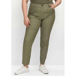 Stretch-Hose sheego "Große Größen" Gr. 42, Normalgrößen, grün (khaki) Damen Hosen 5-Pocket-Hose Stretch-Hosen