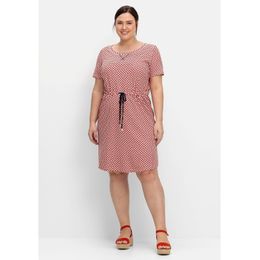 Jerseykleid sheego "Große Größen" Gr. 58, Normalgrößen, rot (rot gemustert) Damen Kleider Freizeitkleider