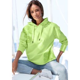 Kapuzensweatshirt ELBSAND "Elgin" Gr. L (40), grün (limone) Damen Sweatshirts Bestseller