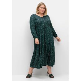 Jerseykleid sheego "Große Größen" Gr. 50, Normalgrößen, grün (tiefgrün gemustert) Damen Kleider Freizeitkleider