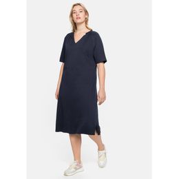 Shirtkleid sheego "Große Größen" Gr. 40, Normalgrößen, blau (nachtblau) Damen Kleider Freizeitkleider