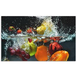Küchenrückwand Artland "Spritzendes Obst auf dem Wasser" Spritzschutzwände Gr. B/H: 100 cm x 60 cm, bunt Küchendekoration