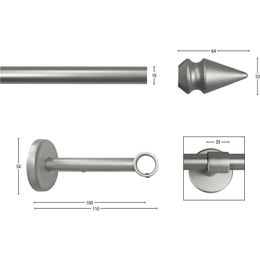 Gardinenstange Garesa "SPYRNA" Gardinenstangen Gr. L: 400 cm Ø 16 mm, 1 läufig, silberfarben (mattchromfarben) Kinder Gardinenstangen für