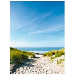 Wandbild Artland "Strand mit Sanddünen und Weg zur See" Bilder Gr. B/H: 60 cm x 80 cm, Alu-Dibond-Druck Strand Hochformat, 1 St., beige (naturfarben) Kunstdrucke