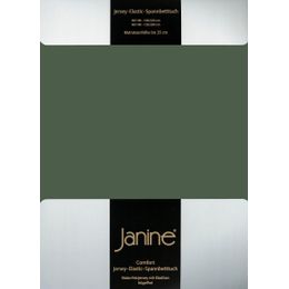 Spannbettlaken Janine "ELASTIC 5002" Laken Gr. B/L: 180-200 cm x 200-220 cm 1 St., Jersey-Elasthan, 35 cm, 180 x 200 cm-190 x 200 cm-200 x 200 cm, grün (olivgrün) Spannbettlaken