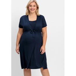 Umstandskleid sheego "Große Größen" Gr. 42, Normalgrößen, blau (nachtblau) Damen Kleider Umstandskleider