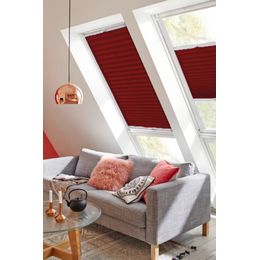 Dachfensterplissee SUNLINES "Classic Style Crepe" Plissees Gr. 74 cm, zweiseitig verschiebbar, 117 cm, rot (rot, weiß) Dachfensterplissees mit Führungsschienen