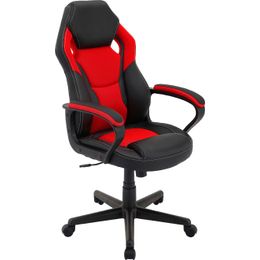 Gaming-Stuhl ByLiving "Matteo" Stühle Gr. B/H/T: 60 cm x 103 cm x 65 cm, Kunstleder-Netzstoff, schwarz / rot, rot (schwarz, rot, schwarz) Gaming-Stuhl Gamingstühle