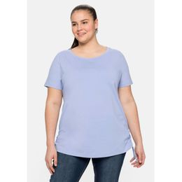 T-Shirt sheego "Große Größen" Gr. 40/42, blau (mittelblau) Damen Shirts Jersey