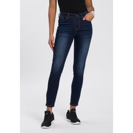 Slim-fit-Jeans Kangaroos "CROPPED HIGH WAIST SLIM FIT" Gr. 40, N-Gr, blau (darkblue, used) Damen Jeans Röhrenjeans