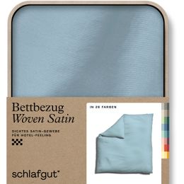 Bettbezug Schlafgut "Woven Satin" Bettbezüge Gr. B/L: 200 cm x 200 cm, blau (blue light) Mako-Satin-Bettwäsche