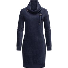 Sweatkleid Ragwear "Chloe Velvet" Gr. XL (42), Normalgrößen, blau (navy) Damen Kleider Langarm