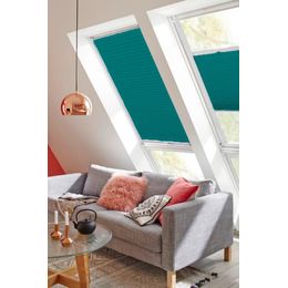 Dachfensterplissee SUNLINES "StartUp Style Honeycomb TL" Plissees Gr. 115,9 cm, zweiseitig verschiebbar, 49,4 cm, blau (petrol, weiß) Dachfensterplissees