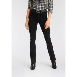 Bootcut-Jeans Arizona "Ultra Stretch" Gr. 22, K + L Gr, schwarz (black) Damen Jeans Bootcut