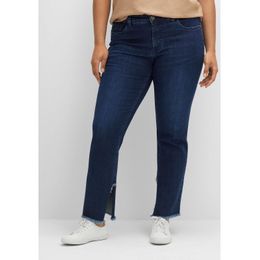 Gerade Jeans sheego "Große Größen" Gr. 52, Normalgrößen, blau (dark blue denim) Damen Jeans Gerade