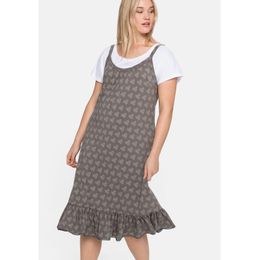 Jerseykleid sheego "Große Größen" Gr. 48, Normalgrößen, grau (rauchgrau bedruckt) Damen Kleider Freizeitkleider