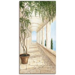 Wandbild Artland "Capri" Bilder Gr. B/H: 75 cm x 150 cm, Leinwandbild Gebäude, 1 St., beige (naturfarben) Kunstdrucke