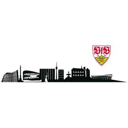 Wandtattoo Wall-Art "VfB Stuttgart Skyline mit Logo" Wandtattoos Gr. B/H/T: 220 cm x 35 cm x 0,1 cm, VfB Stuttgart Skyline mit Logo, bunt (mehrfarbig) Wandtattoos Sprüche