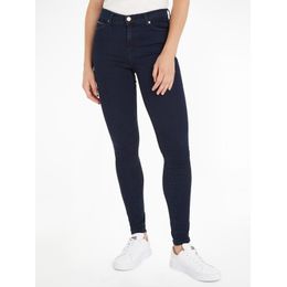 Skinny-fit-Jeans Tommy Jeans "NORA MR SKNY" Gr. 24, Länge 30, blau (avenue dark blue) Damen Jeans Röhrenjeans