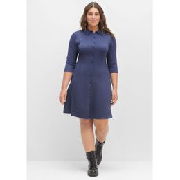 Sweatkleid sheego "Große Größen" Gr. 54, Normalgrößen, blau (indigo) Damen Kleider Freizeitkleider