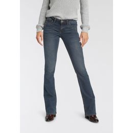 Bootcut-Jeans Arizona "mit Keileinsätzen" Gr. 38, N-Gr, blau (darkblue, used) Damen Jeans Bootcut