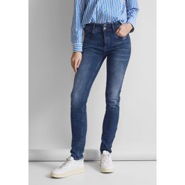 Slim-fit-Jeans Street One "QR York" Gr. 28, Länge 30, blau (mid blue washed) Damen Jeans Röhrenjeans