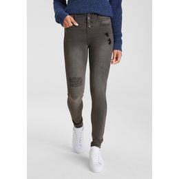 Skinny-fit-Jeans Arizona "Ultra Stretch" Gr. 42, N-Gr, grau (grey, used) Damen Jeans Röhrenjeans