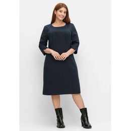 Jerseykleid sheego "Große Größen" Gr. 28, Kurzgrößen, blau (nachtblau) Damen Kleider Freizeitkleider