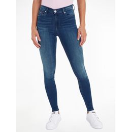 Skinny-fit-Jeans Tommy Jeans "NORA MR SKNY" Gr. 24, Länge 34, blau (new niceville mid blue art.:) Damen Jeans Röhrenjeans