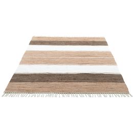 Teppich Theko "Stripe Cotton" Teppiche Gr. B/L: 160 cm x 230 cm, 5 mm, 1 St., braun Baumwollteppiche