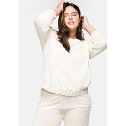 Sweatshirt sheego "Große Größen" Gr. 44/46, beige (beigefarben) Damen Sweatshirts