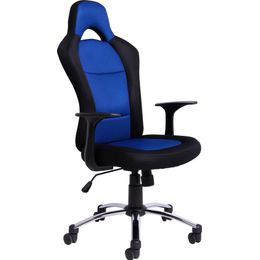 Bürostuhl Inosign "Toba" Stühle Gr. B/H/T: 57 cm x 114 cm x 63 cm, Netzstoff, blau (blau, schwarz, chrom) Drehstühle