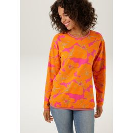 Sweatshirt Aniston CASUAL Gr. 46, bunt (orange, fuchsia, hellblau) Damen Sweatshirts