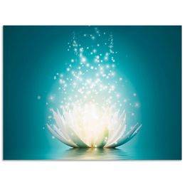 Küchenrückwand Artland "Magie der Lotus-Blume" Spritzschutzwände Gr. B/H: 80 cm x 60 cm, blau Küchendekoration