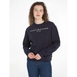 Sweatshirt Tommy Hilfiger "MDRN REG CORP LOGO C-NK SWTSHRT" Gr. L (40), blau (desert sky) Damen Sweatshirts