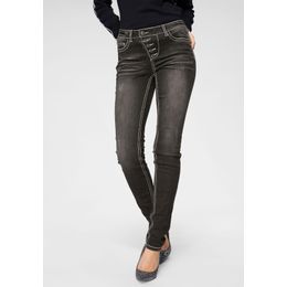 Slim-fit-Jeans Arizona "Heavy Washed - Shaping" Gr. 40, N-Gr, schwarz (black, used) Damen Jeans Röhrenjeans