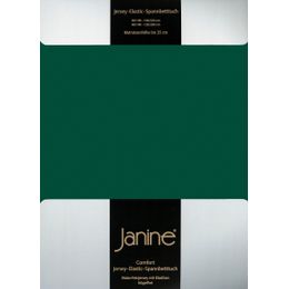 Spannbettlaken Janine "ELASTIC 5002" Laken Gr. B/L: 180-200 cm x 200-220 cm 1 St., Jersey-Elasthan, 35 cm, 180 x 200 cm-190 x 200 cm-200 x 200 cm, grün (waldgrün) Spannbettlaken