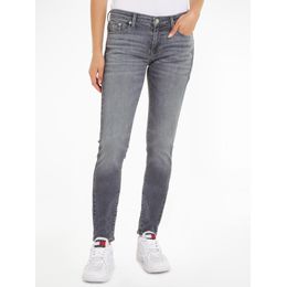 Slim-fit-Jeans Tommy Jeans "Skinny Jeans Marken Low Waist Mittlere Leibhöhe" Gr. 32, Länge 30, schwarz (black2) Damen Jeans Röhrenjeans