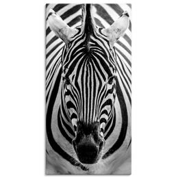 Wandbild Artland "Zebra" Bilder Gr. B/H: 50 cm x 100 cm, Leinwandbild Wildtiere Hochformat, 1 St., schwarz Kunstdrucke