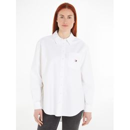 Blusentop Tommy Jeans "TJW BADGE BOYFRIEND SHIRT" Gr. L (40), weiß (white) Damen Blusen langarm