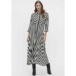 Hemdblusenkleid Y.A.S "YASSAVANNA LONG SHIRT DRESS" Gr. L, N-Gr, schwarz-weiß (black with white stripes) Damen Kleider Lange mit 34 Ärmel