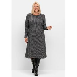 Shirtkleid sheego "Große Größen" Gr. 58, Normalgrößen, schwarz (schwarz gemustert) Damen Kleider Freizeitkleider