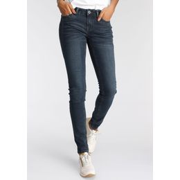Skinny-fit-Jeans Arizona "mit Keileinsätzen" Gr. 34, N-Gr, blau (darkblue, used) Damen Jeans Röhrenjeans
