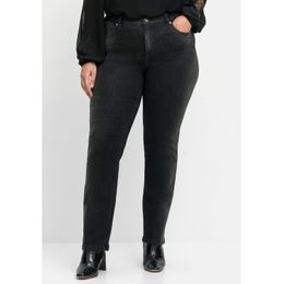 Gerade Jeans sheego "Große Größen" Gr. 40, Normalgrößen, schwarz (black denim) Damen Jeans Gerade