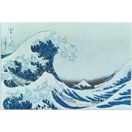 Wandbild Artland "Die grosse Welle von Kanagawa. 1831" Bilder Gr. B/H: 90 cm x 60 cm, Alu-Dibond-Druck Gewässer, 1 St., blau Kunstdrucke