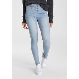 Skinny-fit-Jeans Arizona "Ultra Stretch" Gr. 50, N-Gr, blau (bleached) Damen Jeans Röhrenjeans